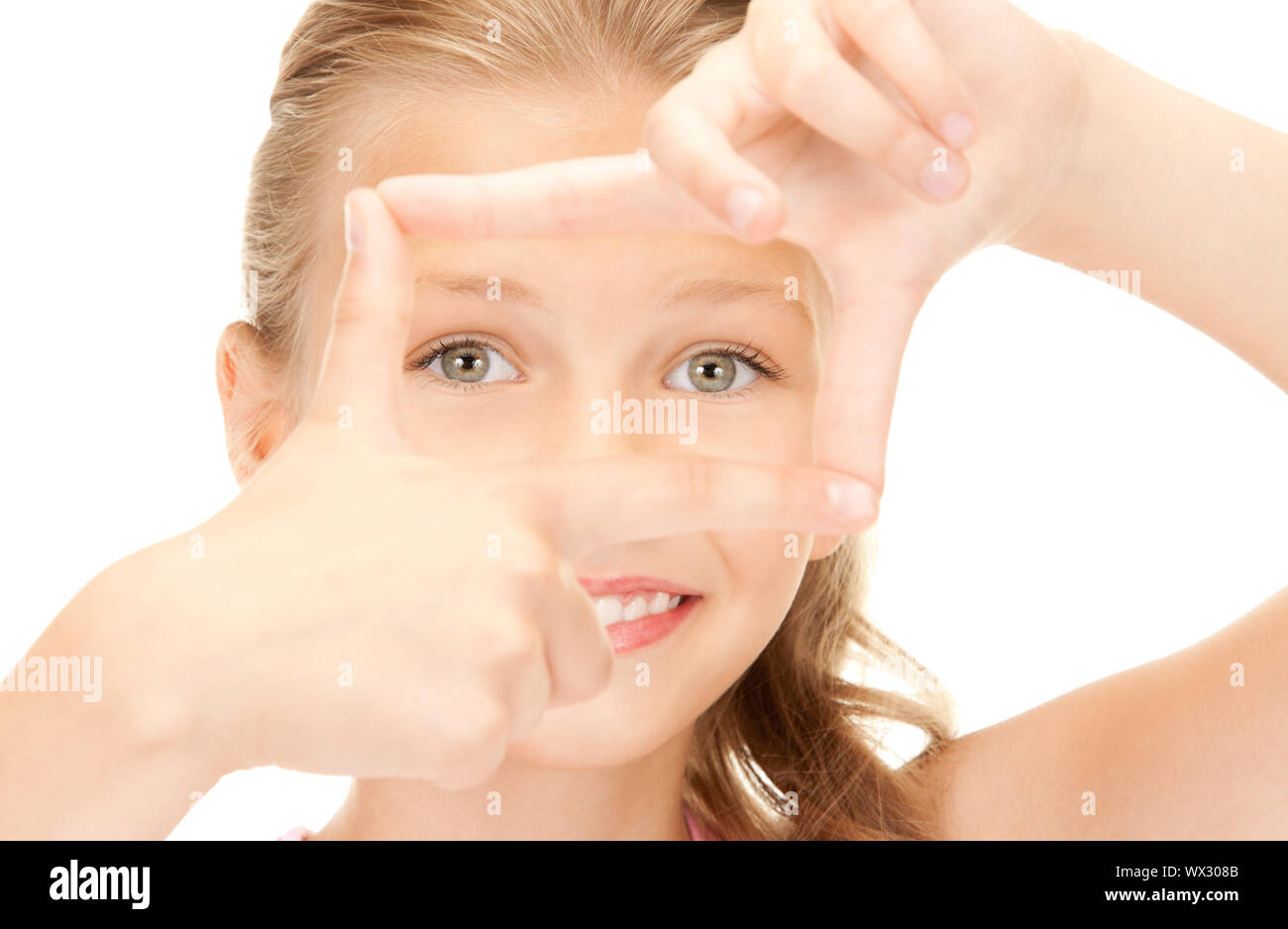 picture of pretty girl creating a frame with fingers Stock Photo - Alamy