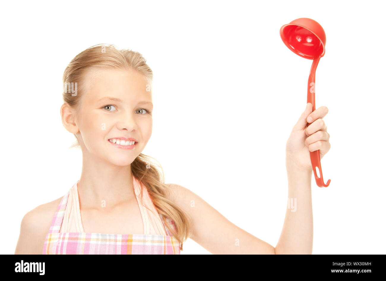picture of little housewife with red ladle Stock Photo - Alamy