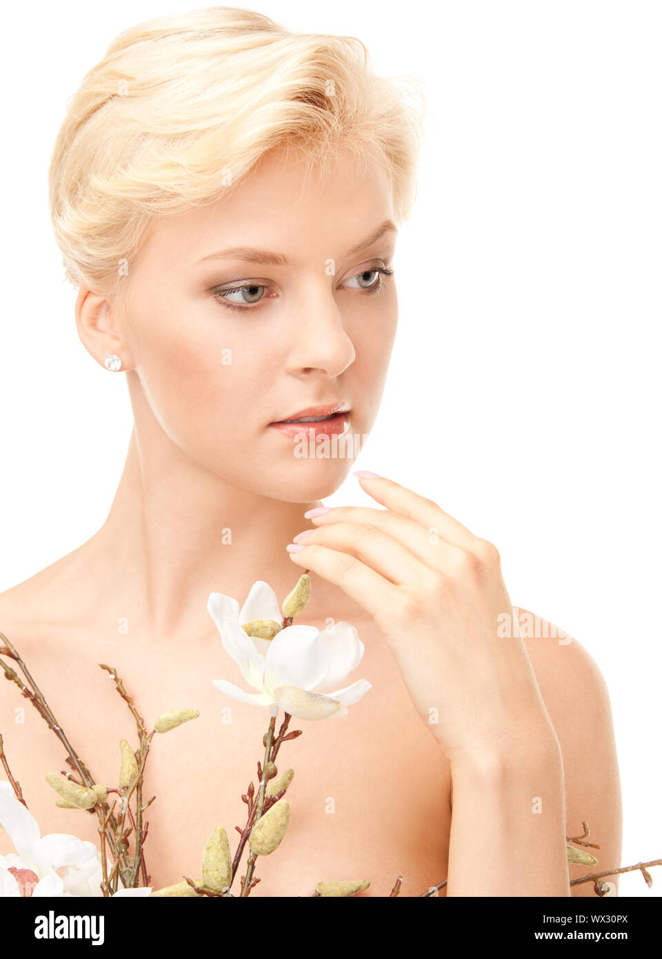 lovely woman with twig Stock Photo - Alamy