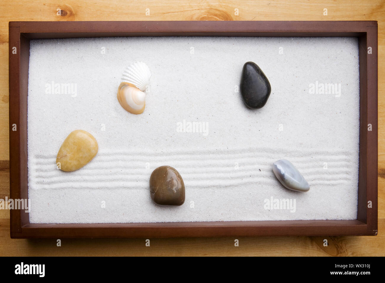 Miniature Zen rock garden background Stock Photo - Alamy