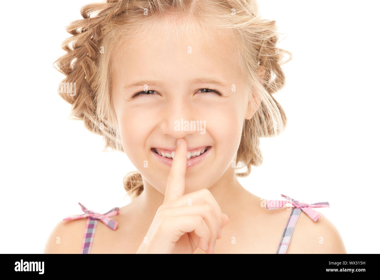 finger on lips Stock Photo - Alamy