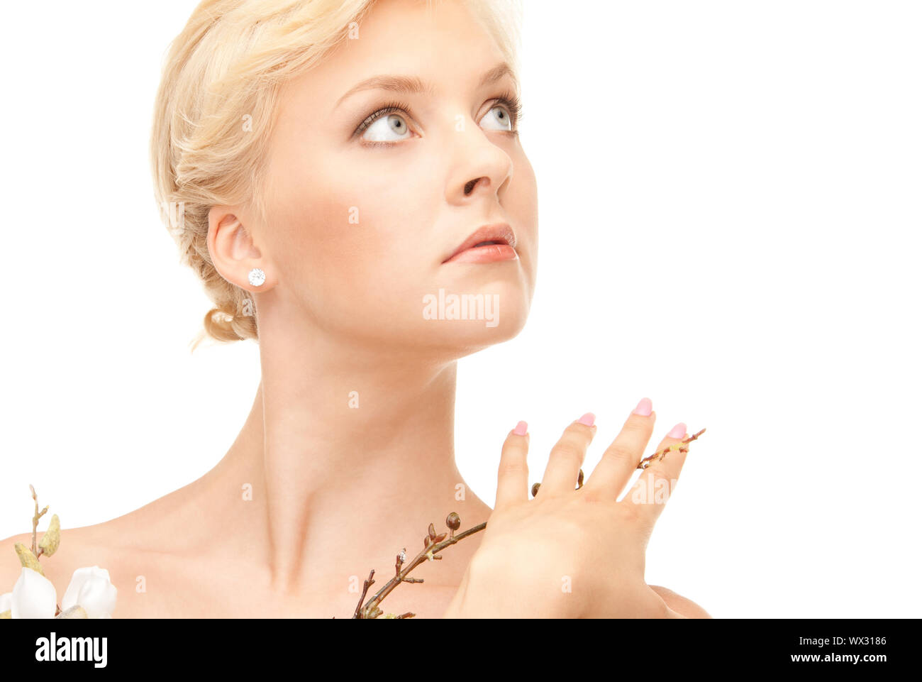 lovely woman with twig Stock Photo - Alamy