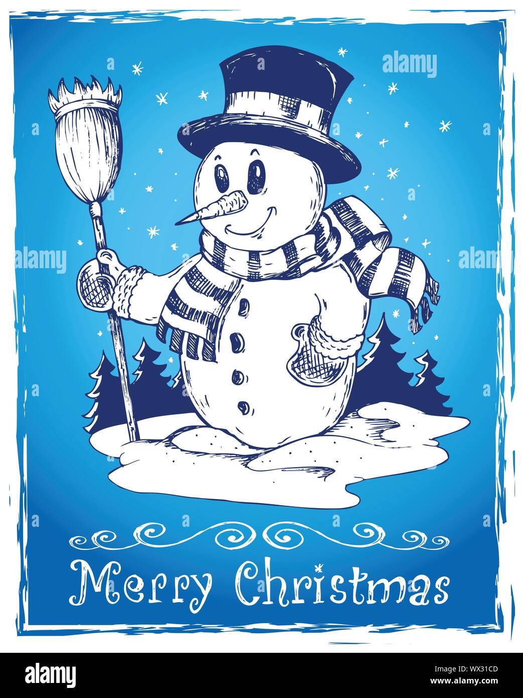 Winter snowman theme drawing 3 Stock Vector Image & Art - Alamy
