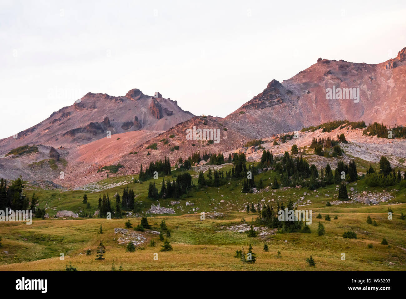 Last light of day on the Goat Rocks, along the Pacific Crest Trail in ...