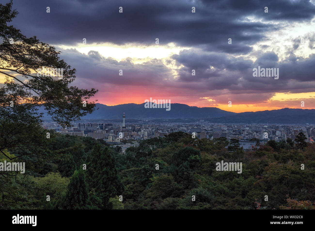 kyoto city view sunset Stock Photo - Alamy