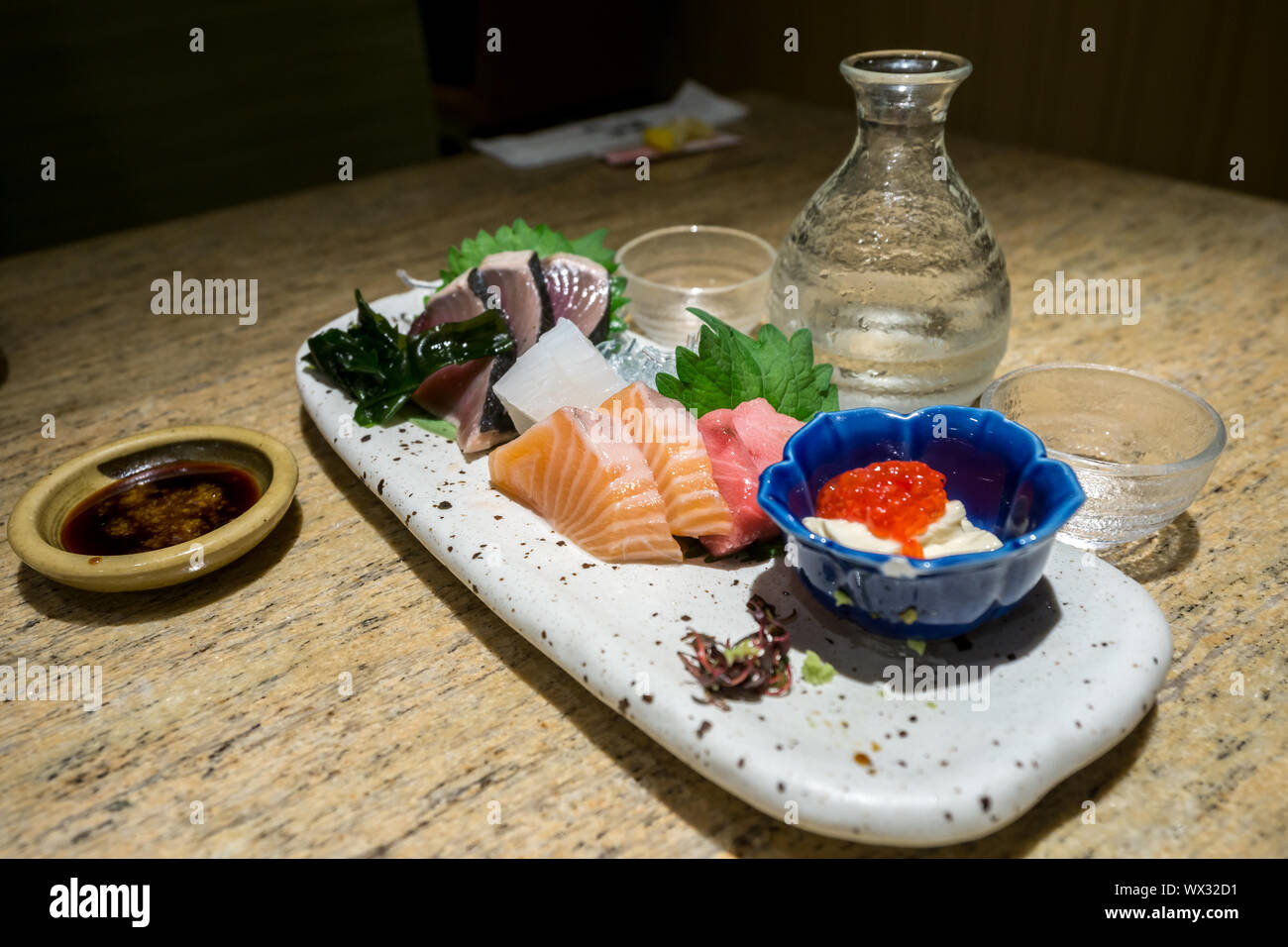 sashimi platter with sake Stock Photo - Alamy