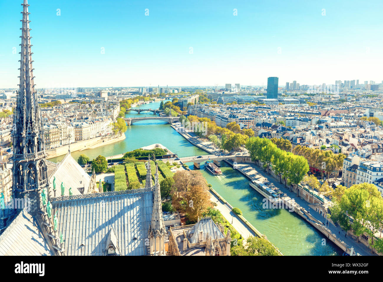 Paris cityscape with Seine river Stock Photo - Alamy