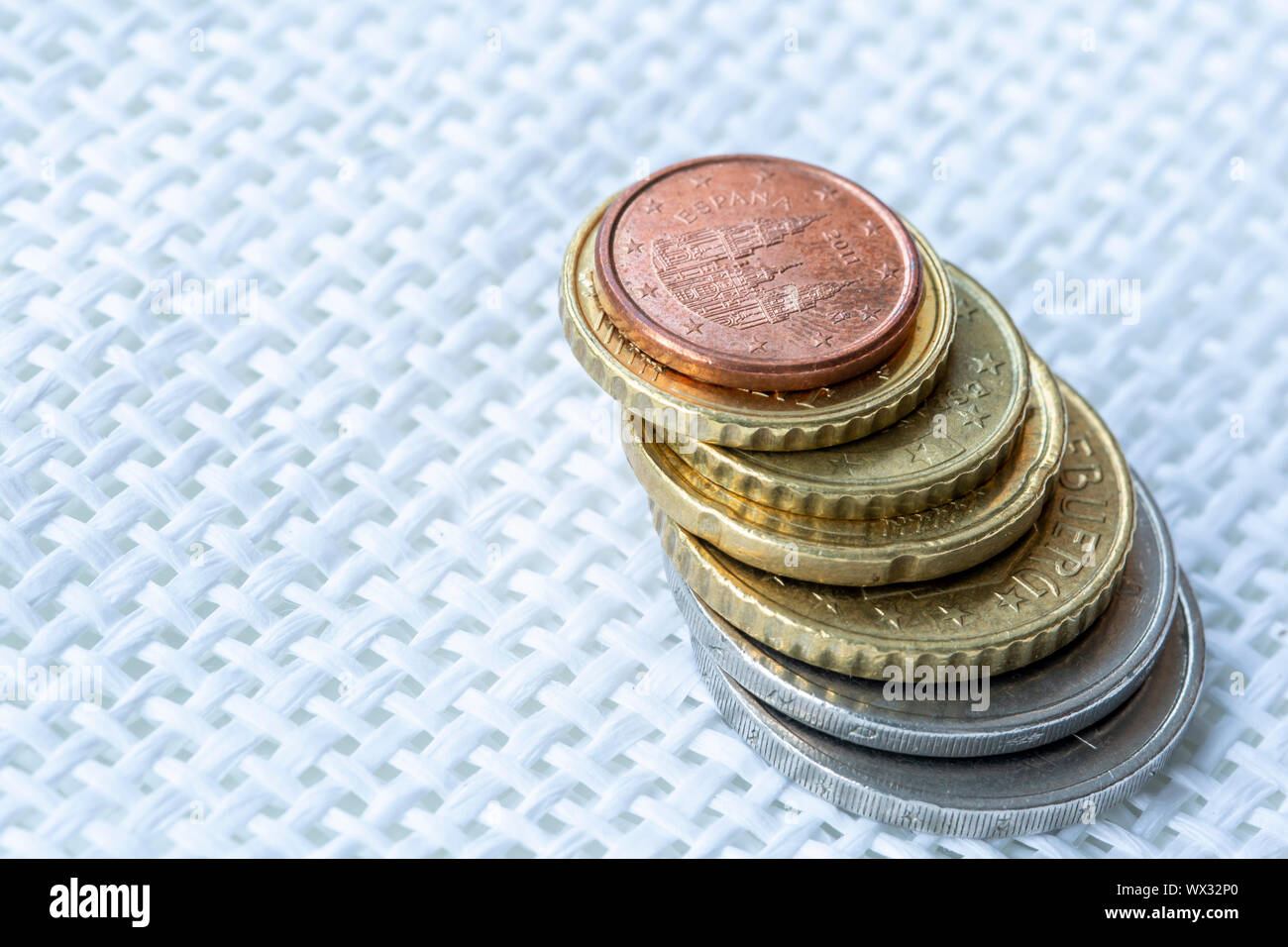Coin Stacks in a Row Stock Photo - Alamy