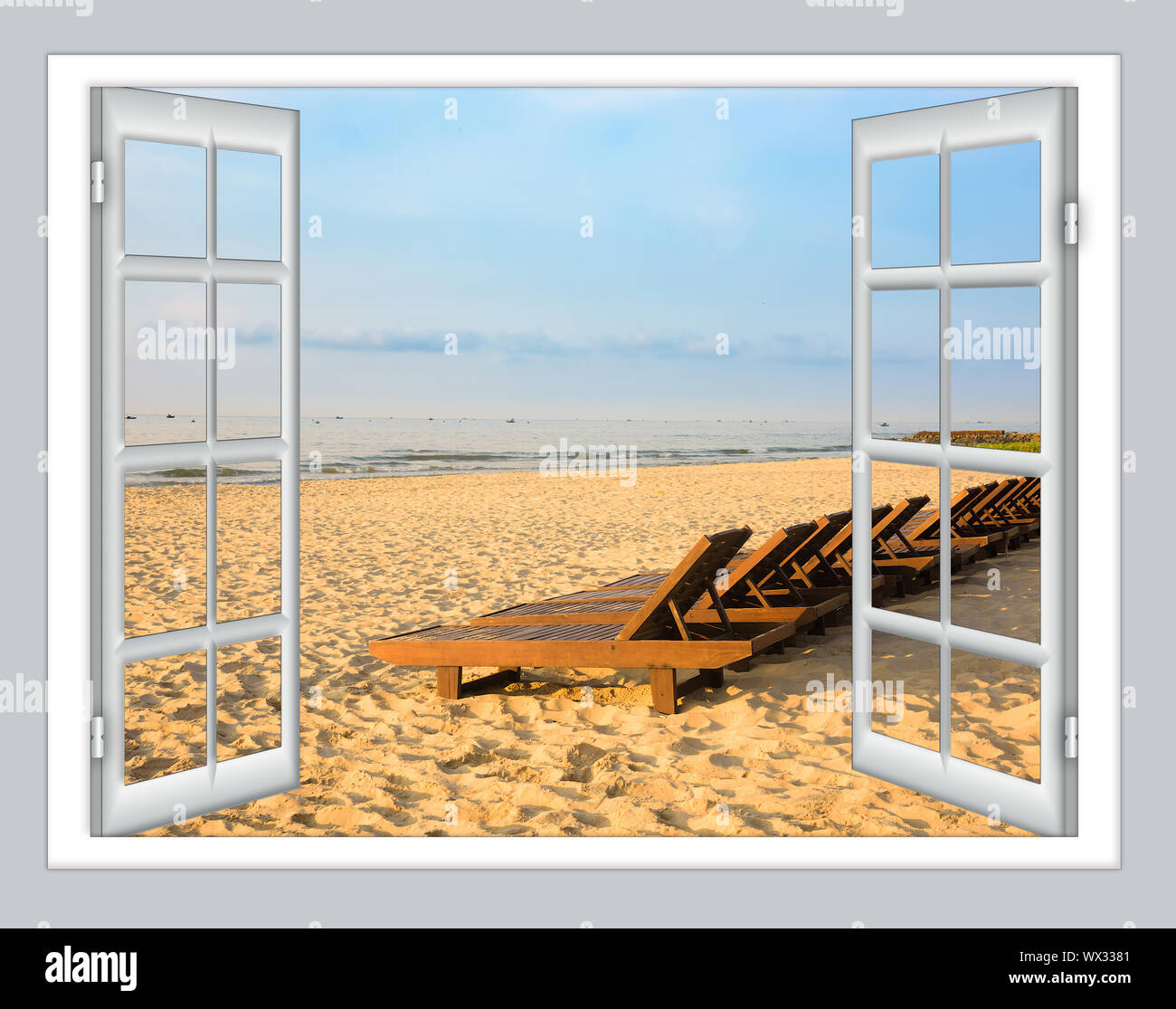 Ocean view window open Stock Photo - Alamy
