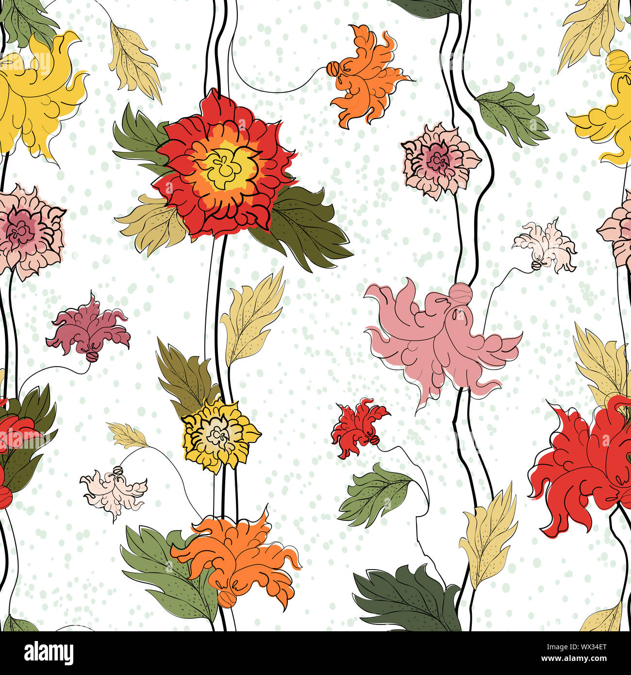 Seamless floral hand drawn pattern Stock Photo - Alamy