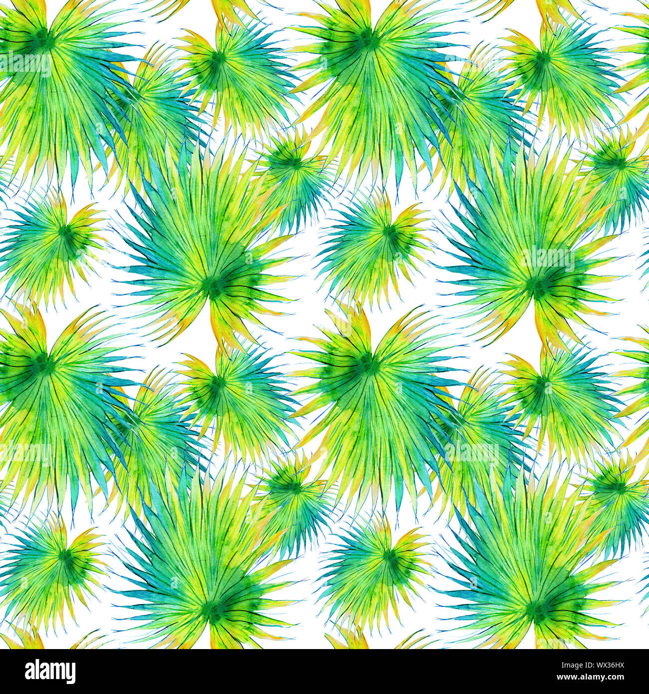 Watercolor tropical floral illustration set with green leaves for ...