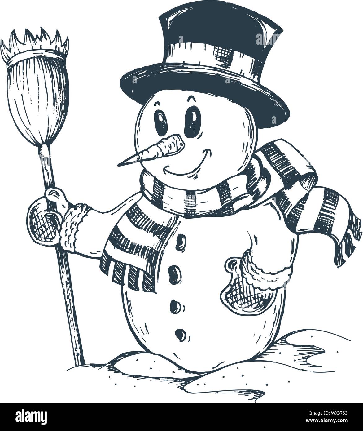 Winter snowman theme drawing 1 Stock Vector Image & Art - Alamy