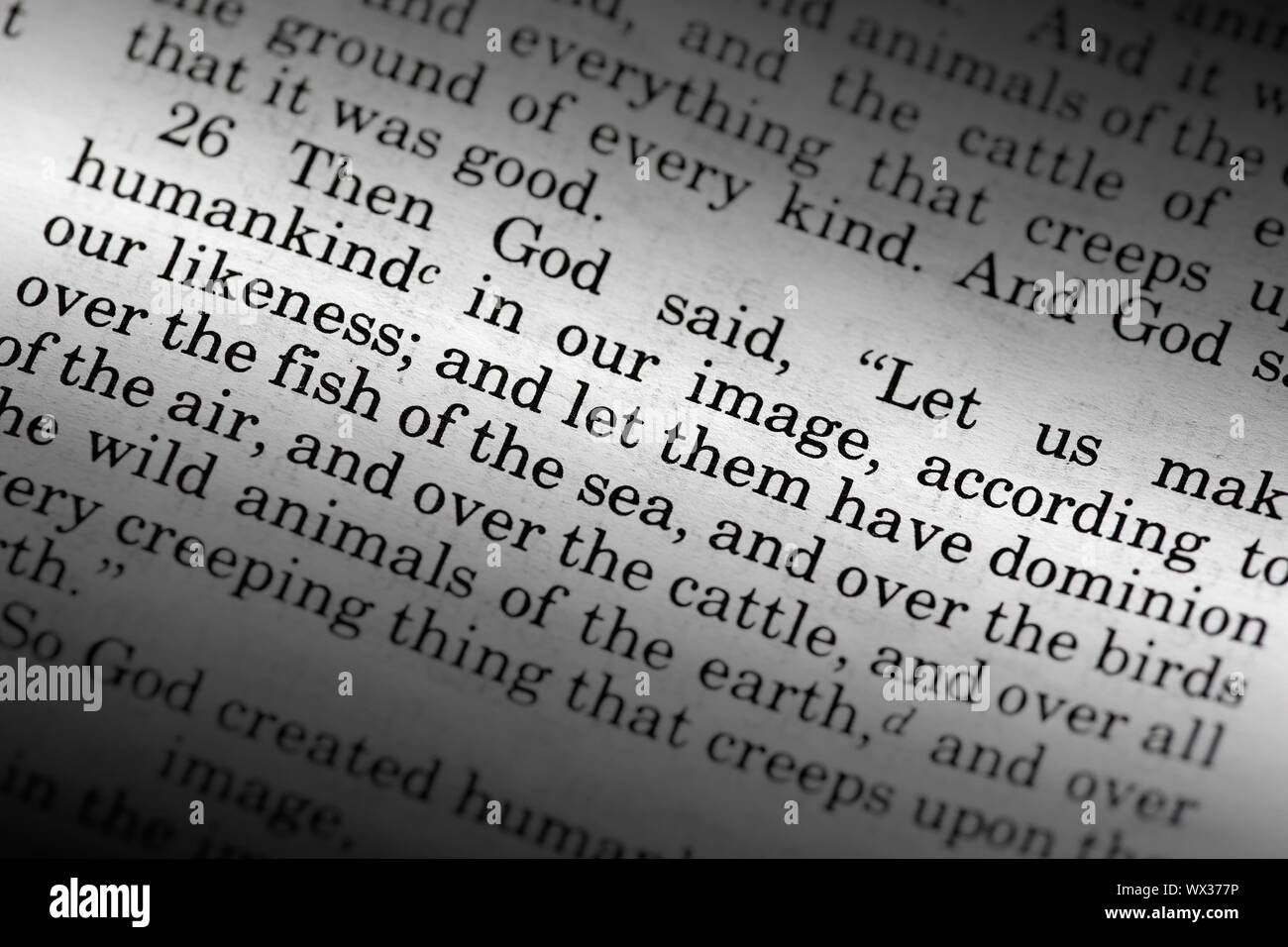 Genesis 1:26 - a popular verse in the Bible's Old Testament Stock Photo ...