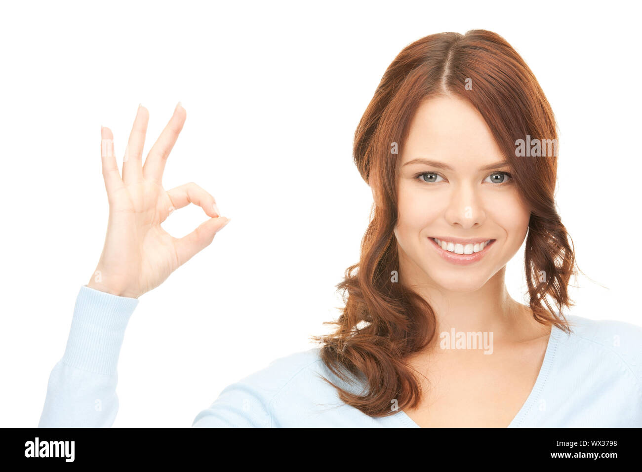 woman showing ok sign Stock Photo - Alamy