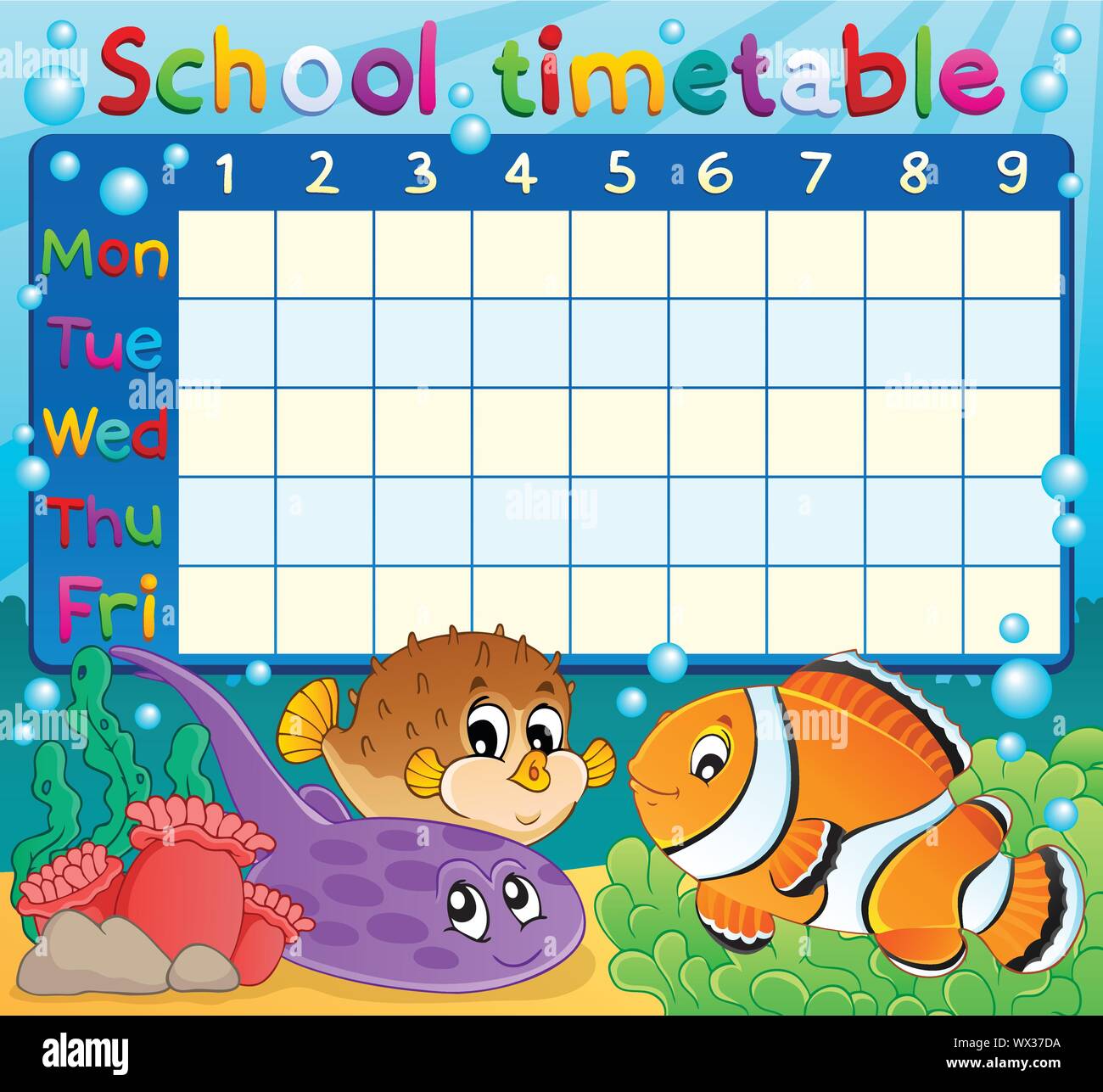 School timetable theme image 6 Stock Vector Image & Art - Alamy