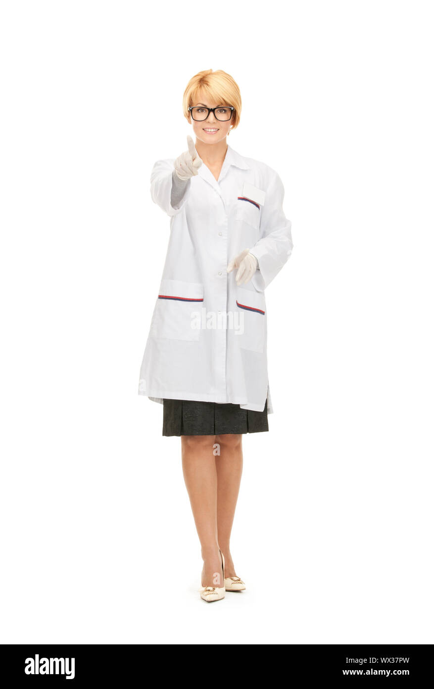 bright picture of attractive female doctor over white Stock Photo - Alamy