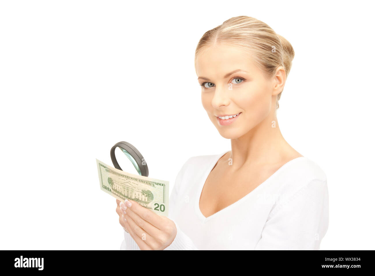 Woman checking face Cut Out Stock Images & Pictures - Alamy