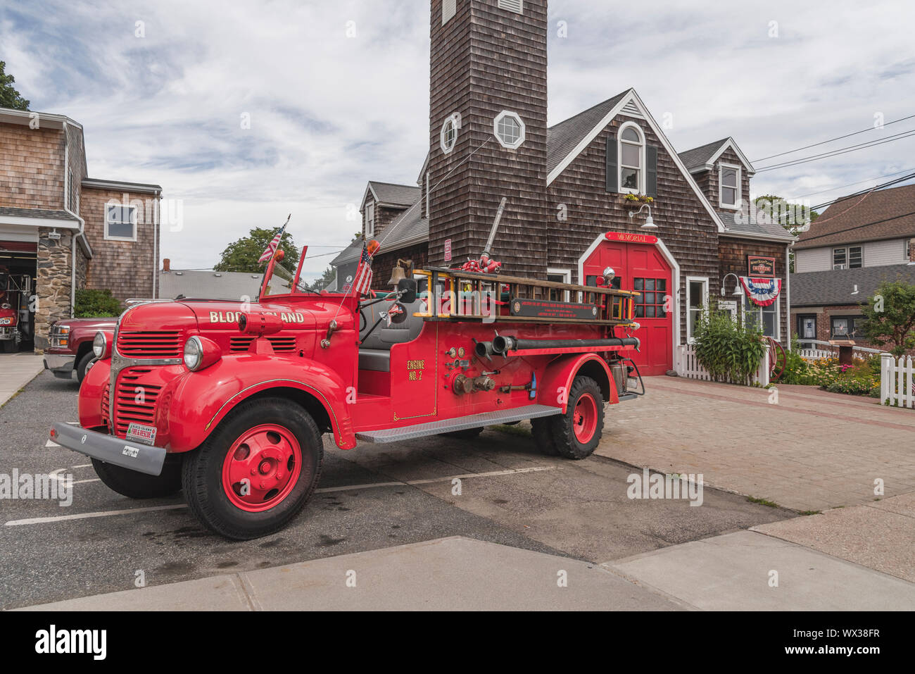 New England Block Island Antique Dodge Fire Truck Stock Photo - Alamy