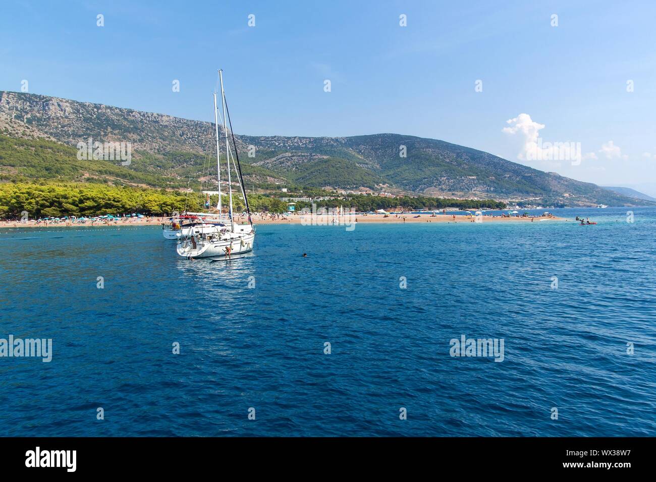 ZLATNI RAT, CROATIA - September 1, 2019: Zlatni Rat beach (Golden Horn or Golden Cape), Island ...