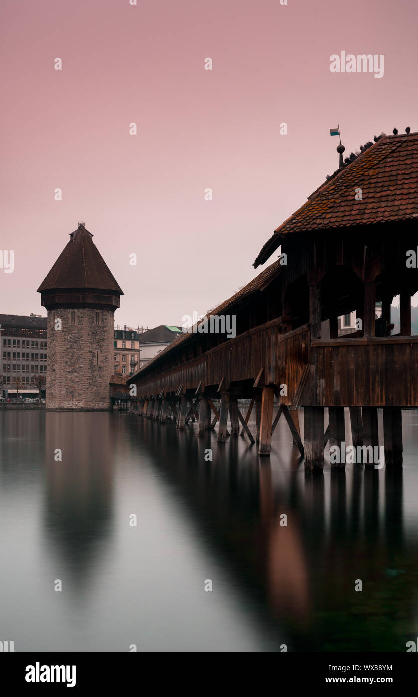 long exposure of the famous Kappelbruecke or chapel bridge in Lucerne ...