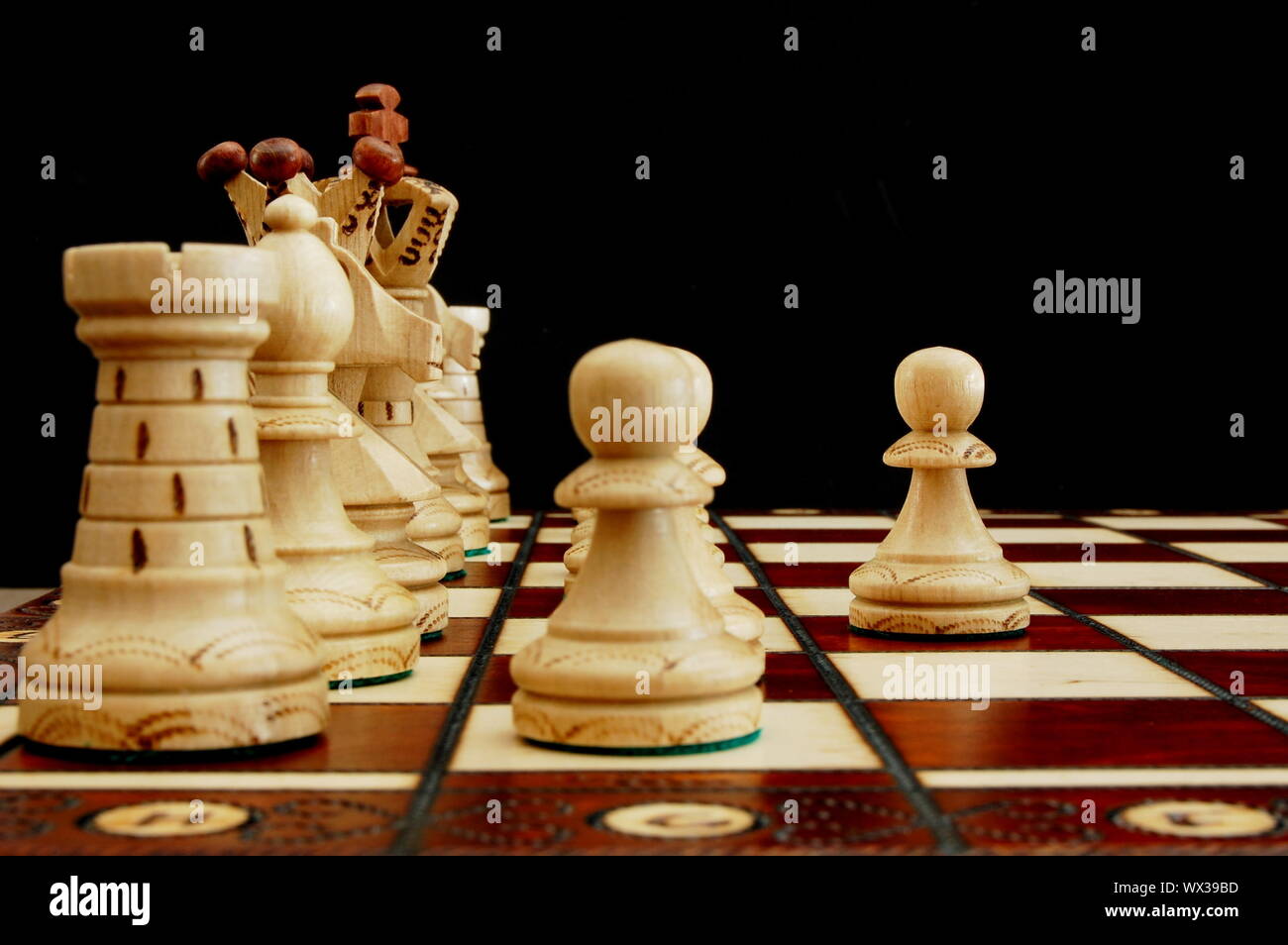 chess pieces showing concept of conflict power and success Stock Photo ...