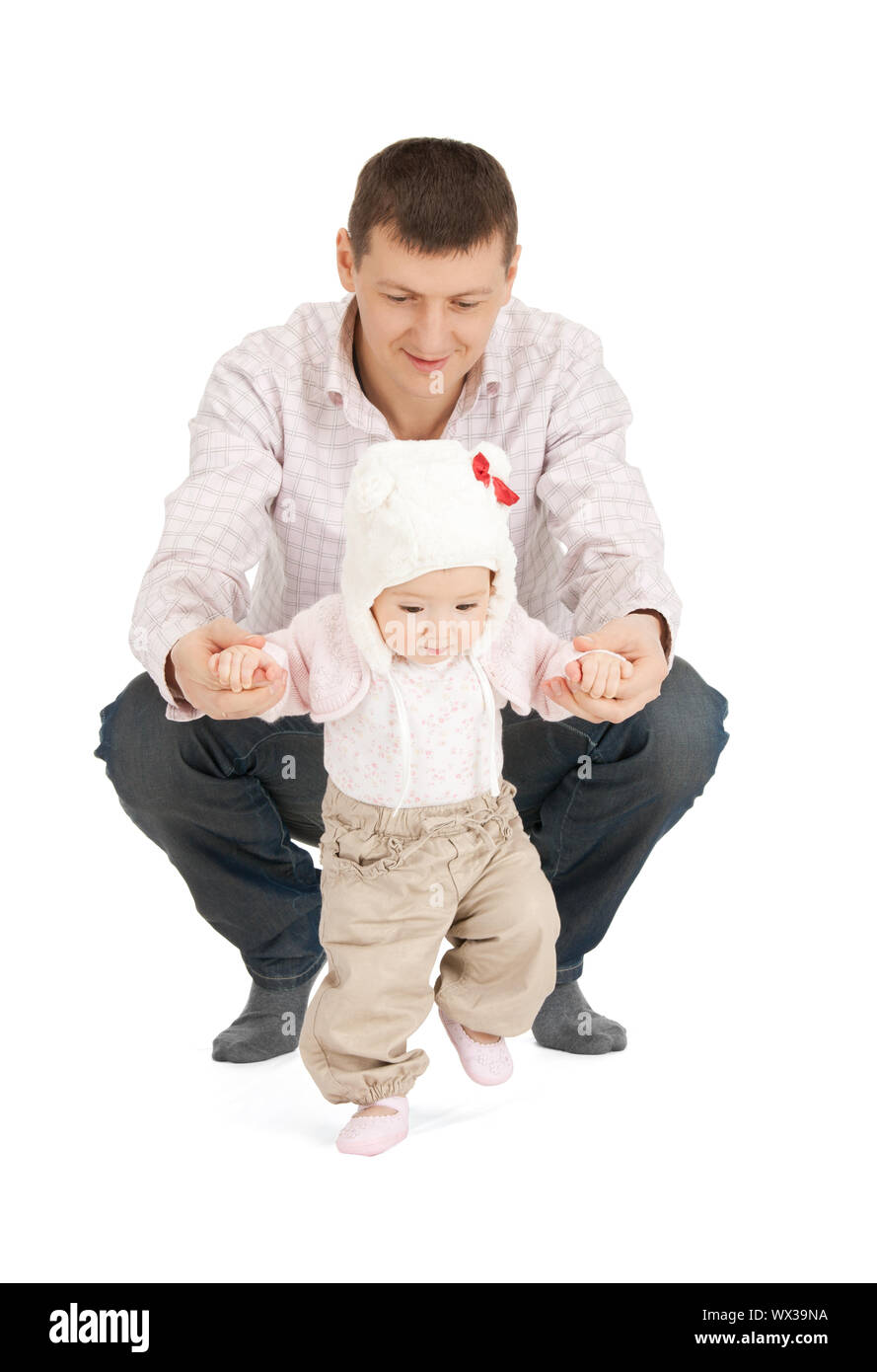 Child learning father making Cut Out Stock Images & Pictures - Alamy