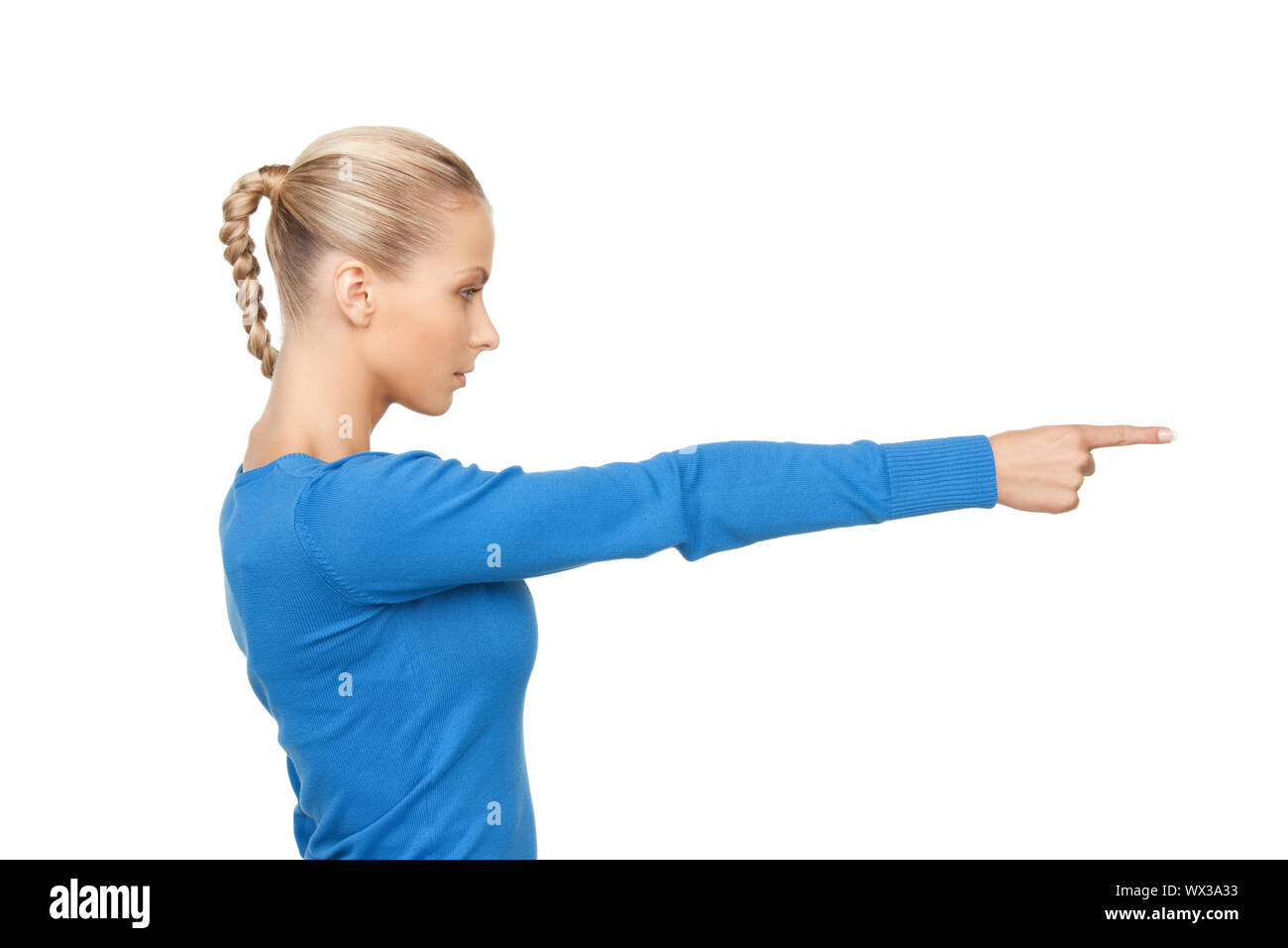 picture of attractive businesswoman pointing her finger Stock Photo - Alamy