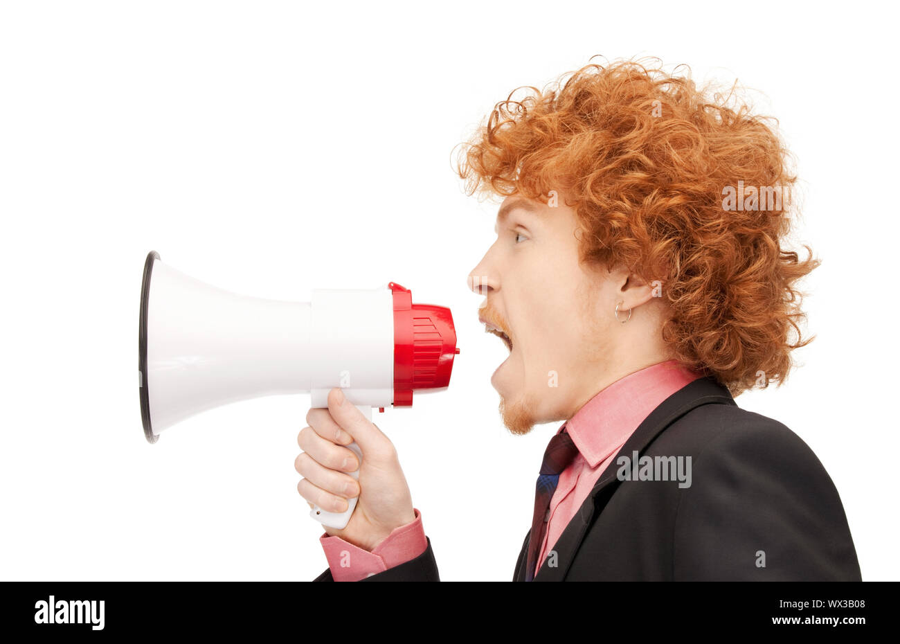 man with megaphone Stock Photo - Alamy