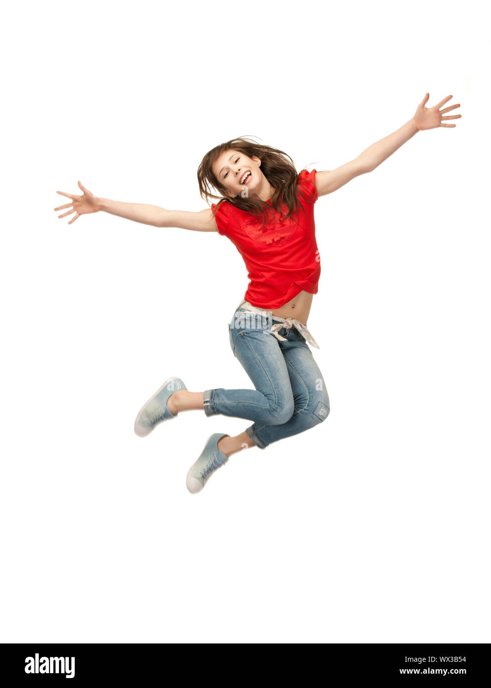 jumping teenage girl Stock Photo - Alamy