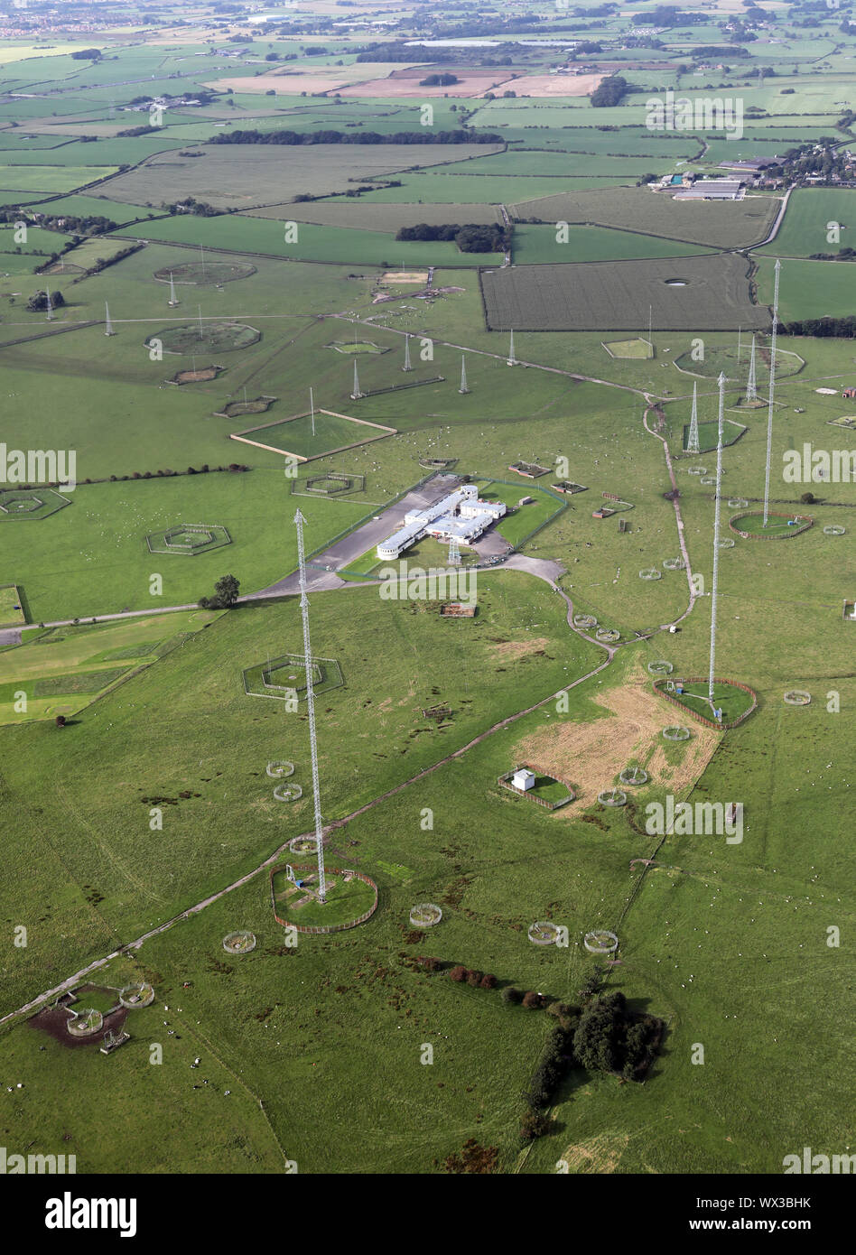 aerial view of radio masts at RNAS Inskip (HMS Nightjar) near Preston ...