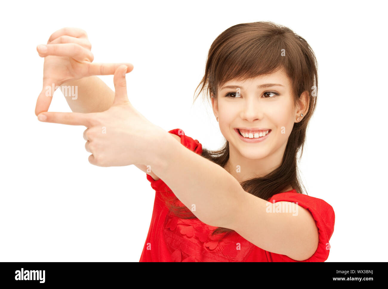 picture of teenage girl creating a frame with fingers Stock Photo - Alamy