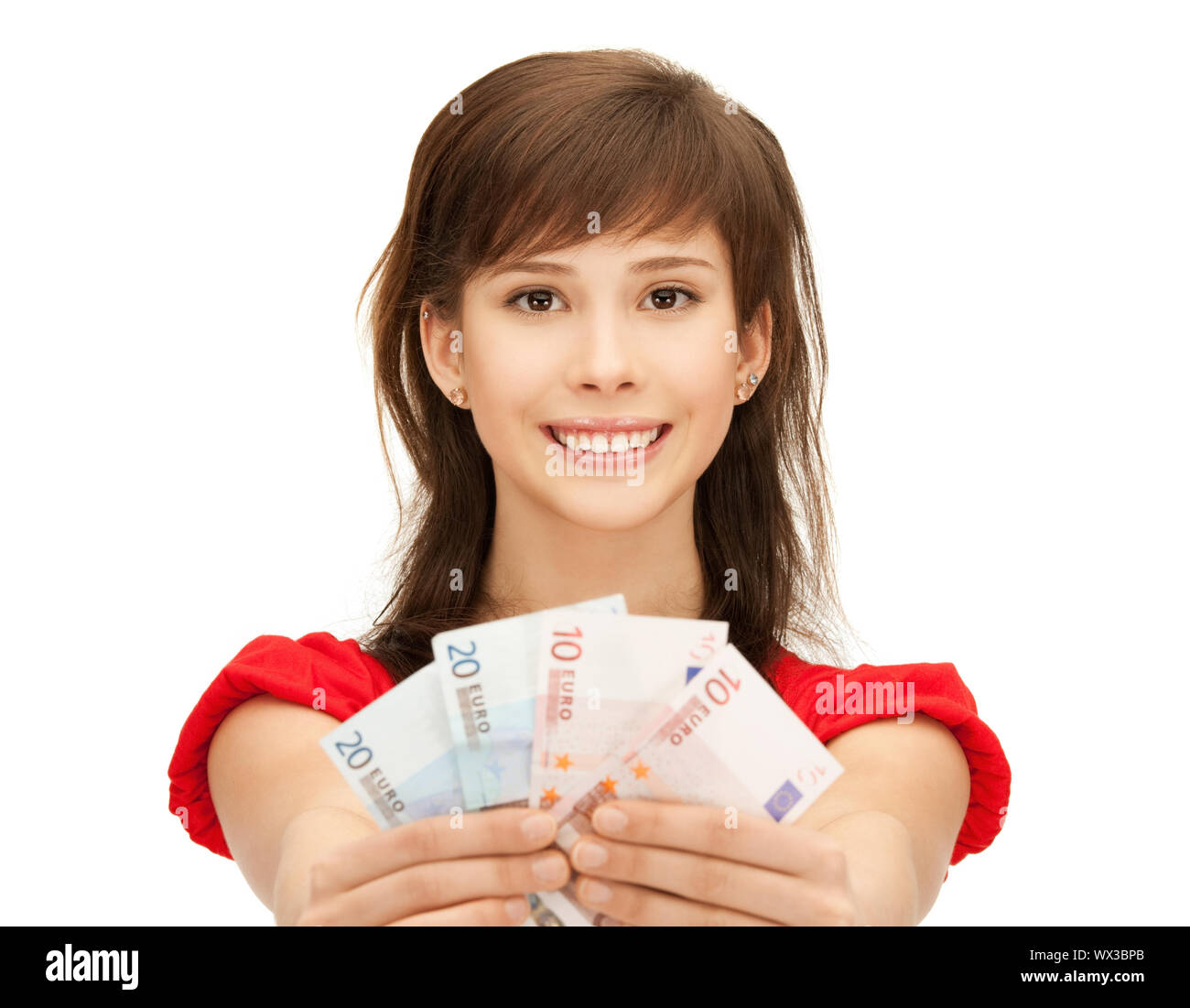 picture of teenage girl with euro cash money Stock Photo - Alamy