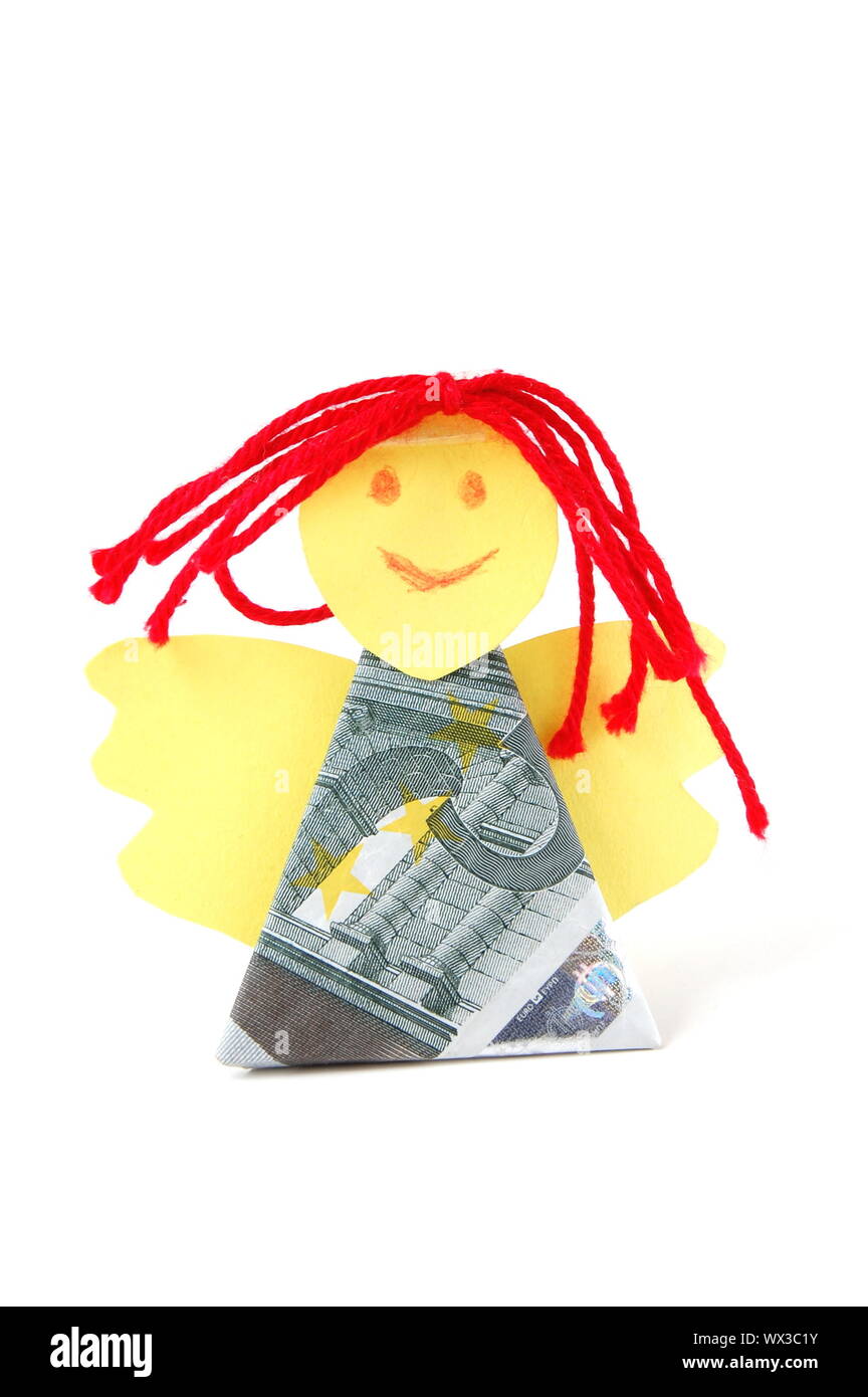 Angel made of money isolated on white background Stock Photo - Alamy