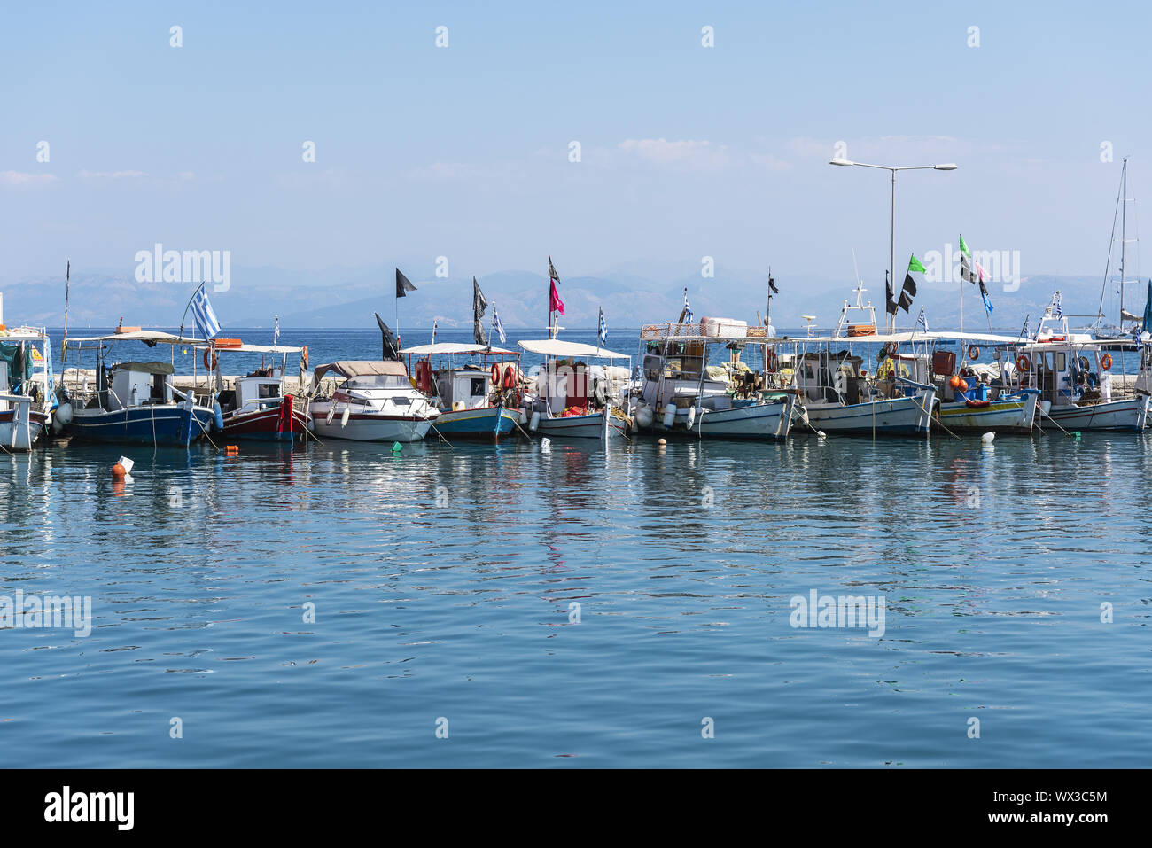fishing boats, port, Petriti, Corfu, Greece, Europe Stock Photo - Alamy