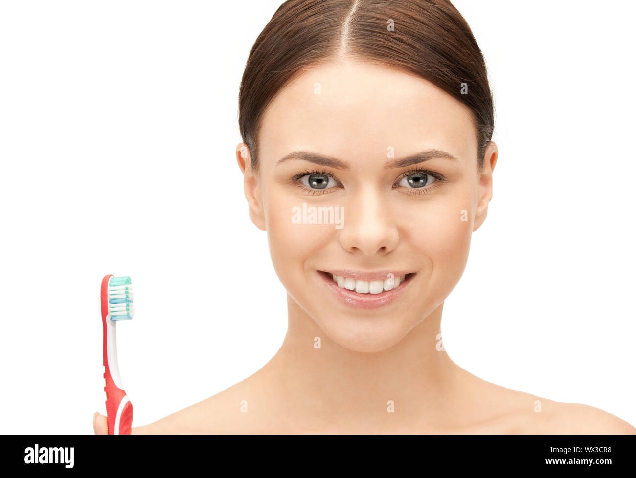 beautiful woman with toothbrush Stock Photo - Alamy