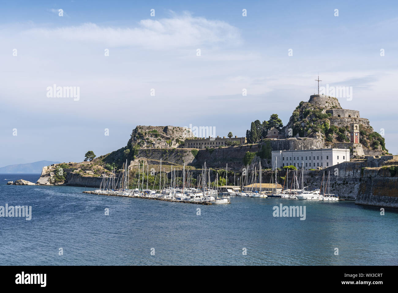 Mandraki port, old fortress, Kerkyra, Corfu, Greece, Europe Stock Photo ...
