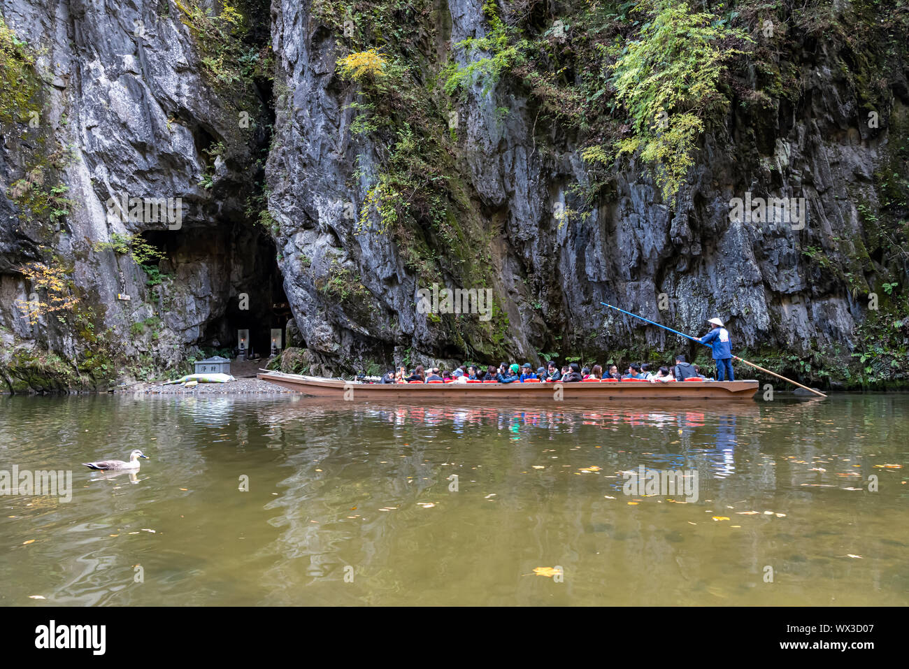 Geibikei Gorge River Cruises in Autumn foliage season. Beautiful ...