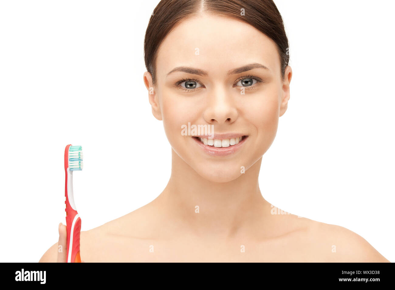 beautiful woman with toothbrush Stock Photo - Alamy