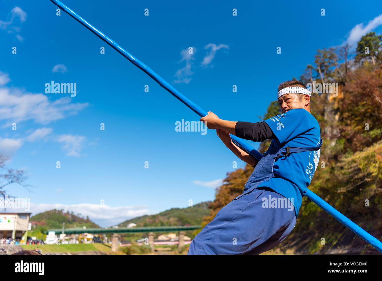Boatman of Geibikei Gorge River Cruises. Geibikei Gorge is famous for ...