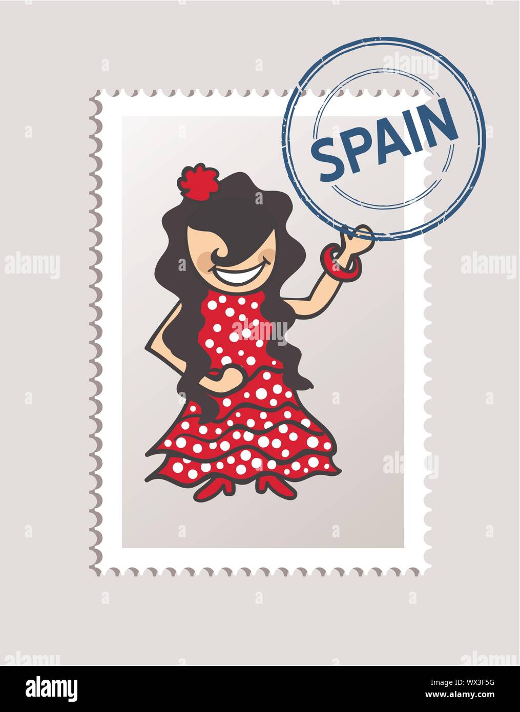 Spanish cartoon person postal stamp Stock Vector Image & Art - Alamy