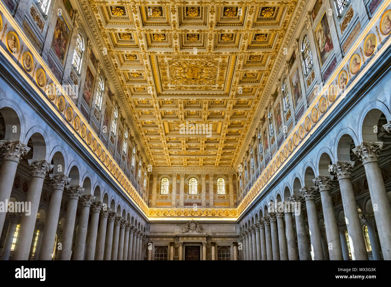 Long Columns Nave Paul Tomb Papal Basilica Saint Paul Beyond Walls ...