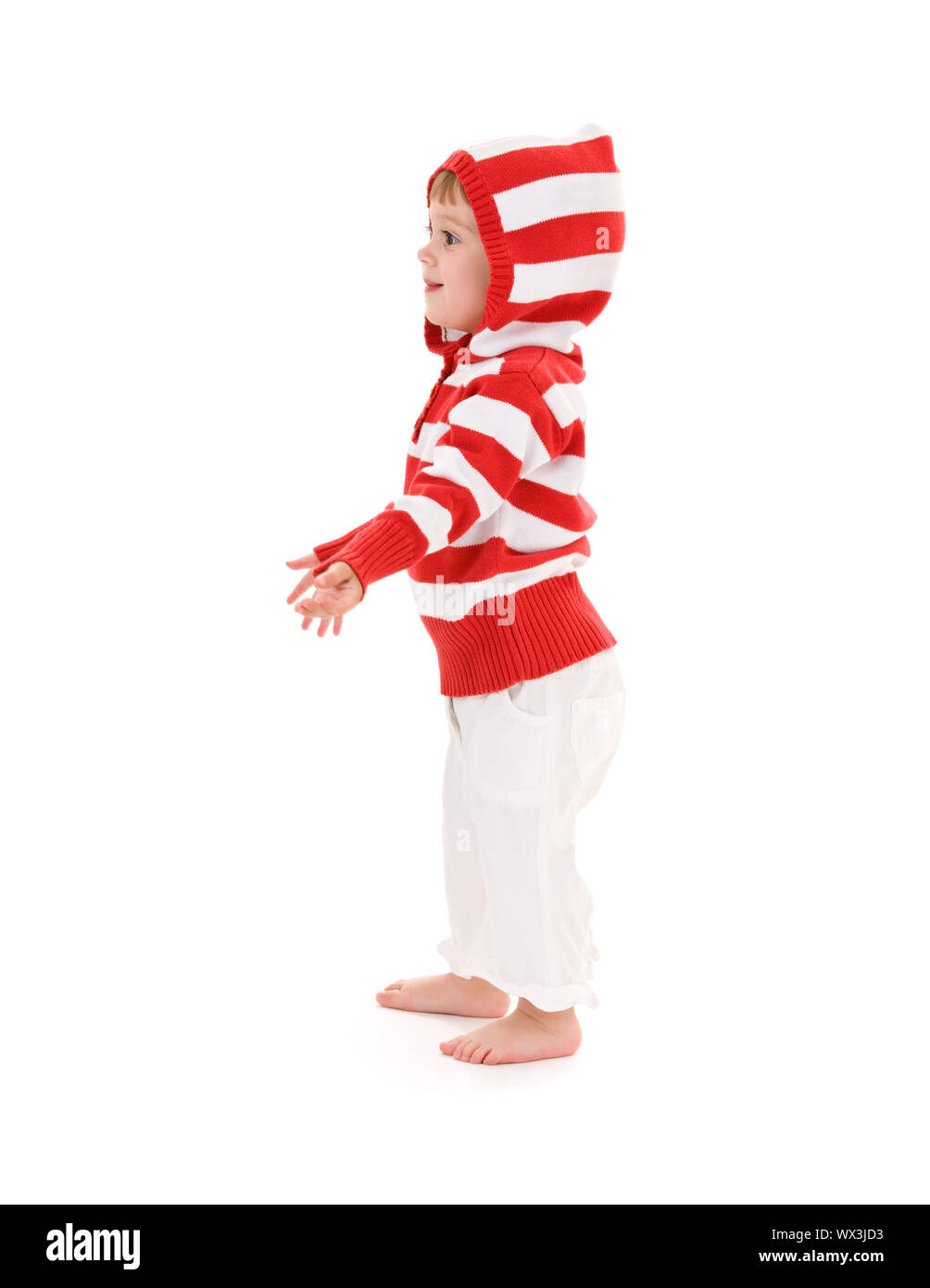 picture of little girl extending hand over white Stock Photo - Alamy