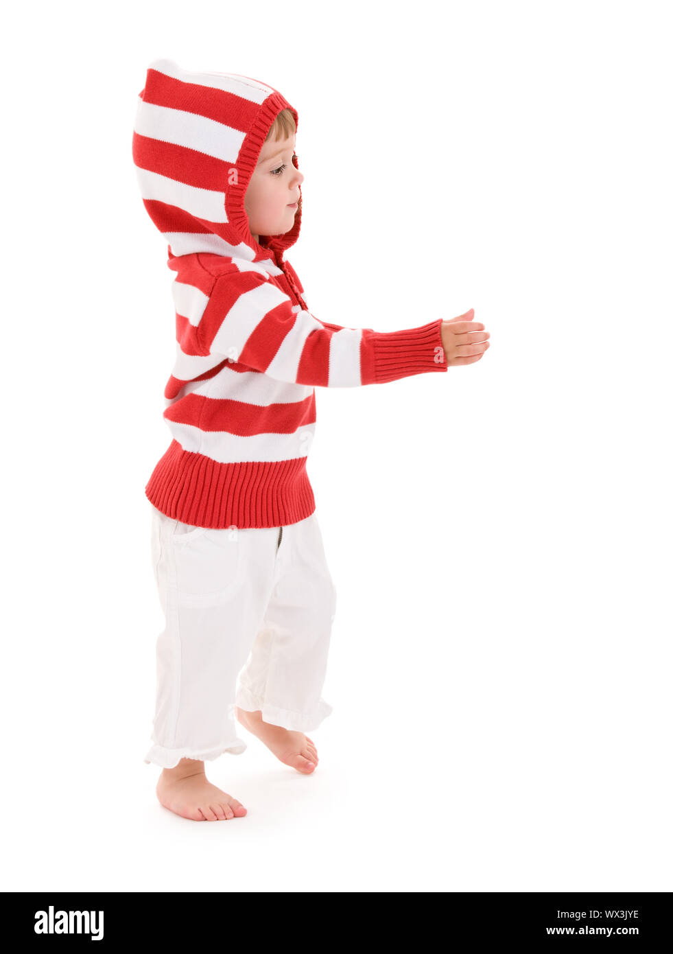 picture of little girl extending hand over white Stock Photo - Alamy