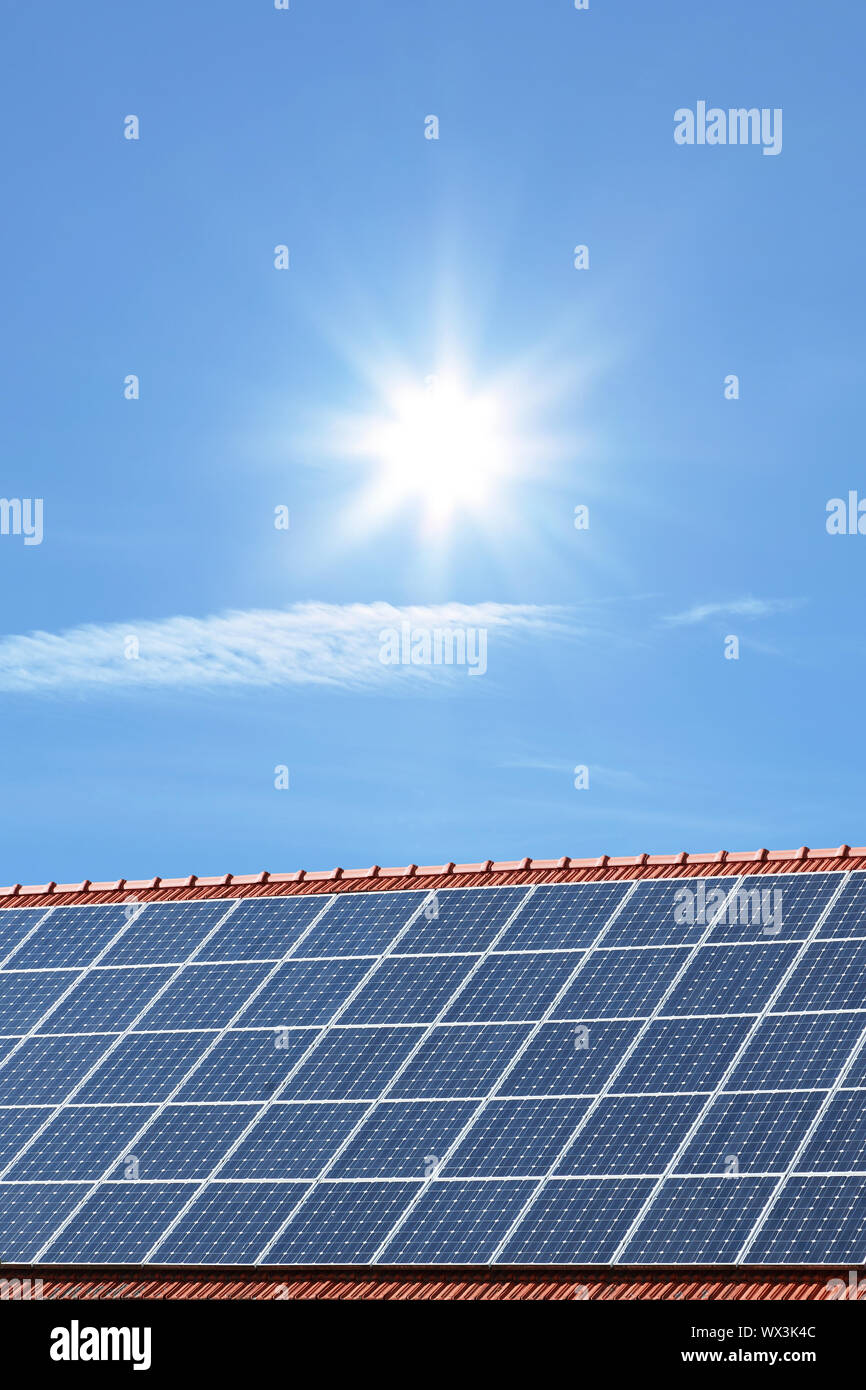 Photovoltaic system with sun Stock Photo - Alamy
