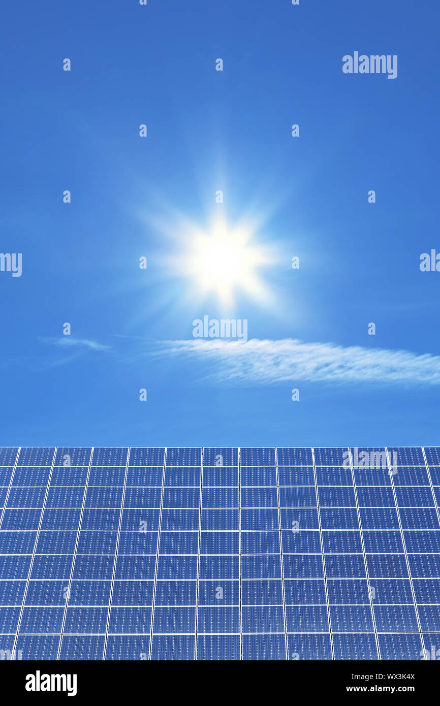 Photovoltaic system with sun Stock Photo - Alamy