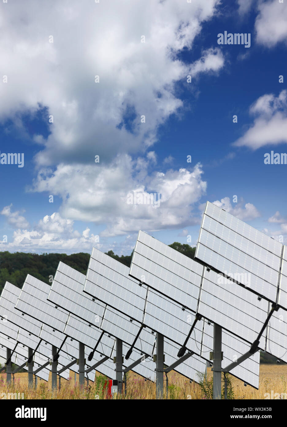 Photovoltaic system with sun Stock Photo - Alamy
