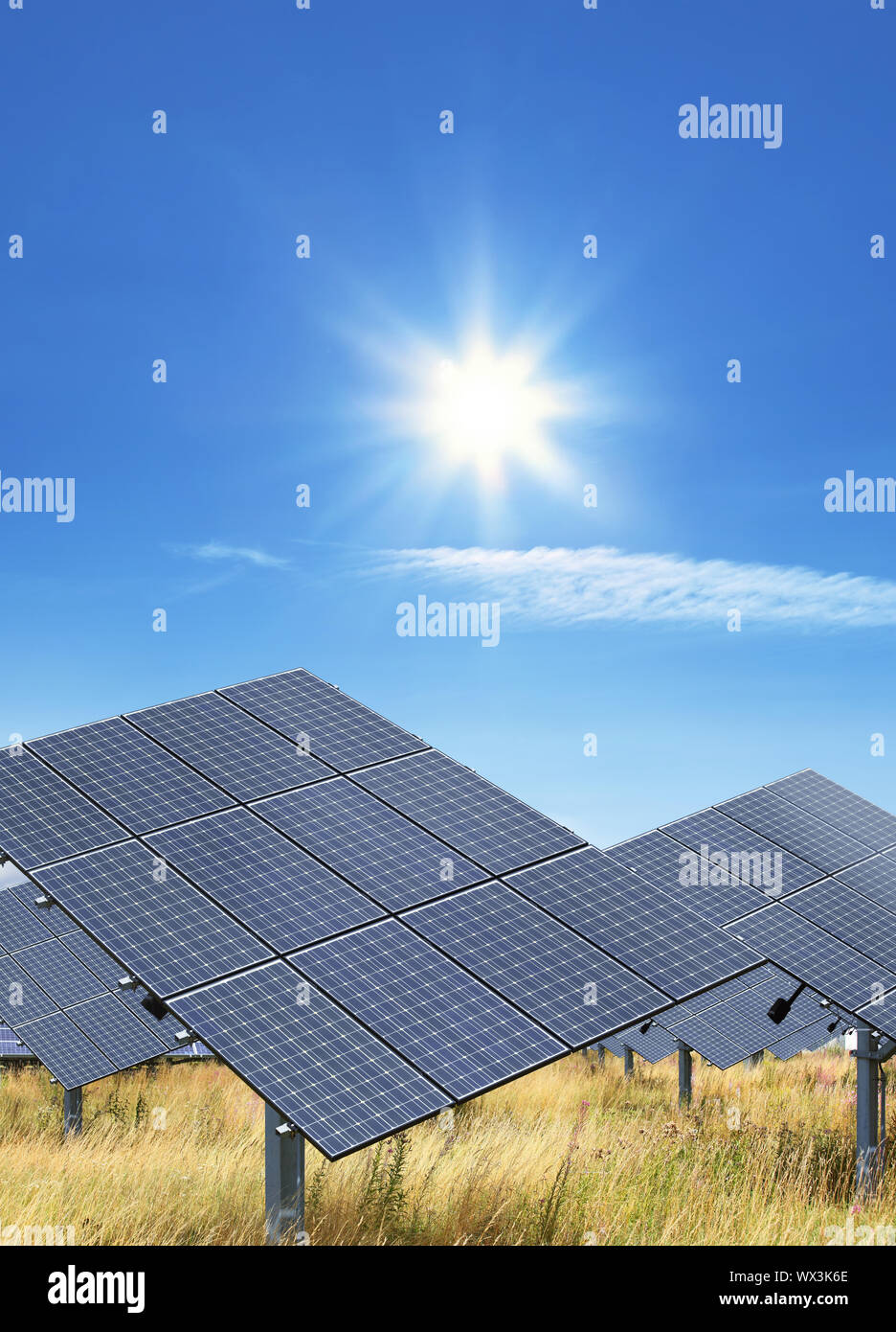 Photovoltaic system with sun Stock Photo - Alamy