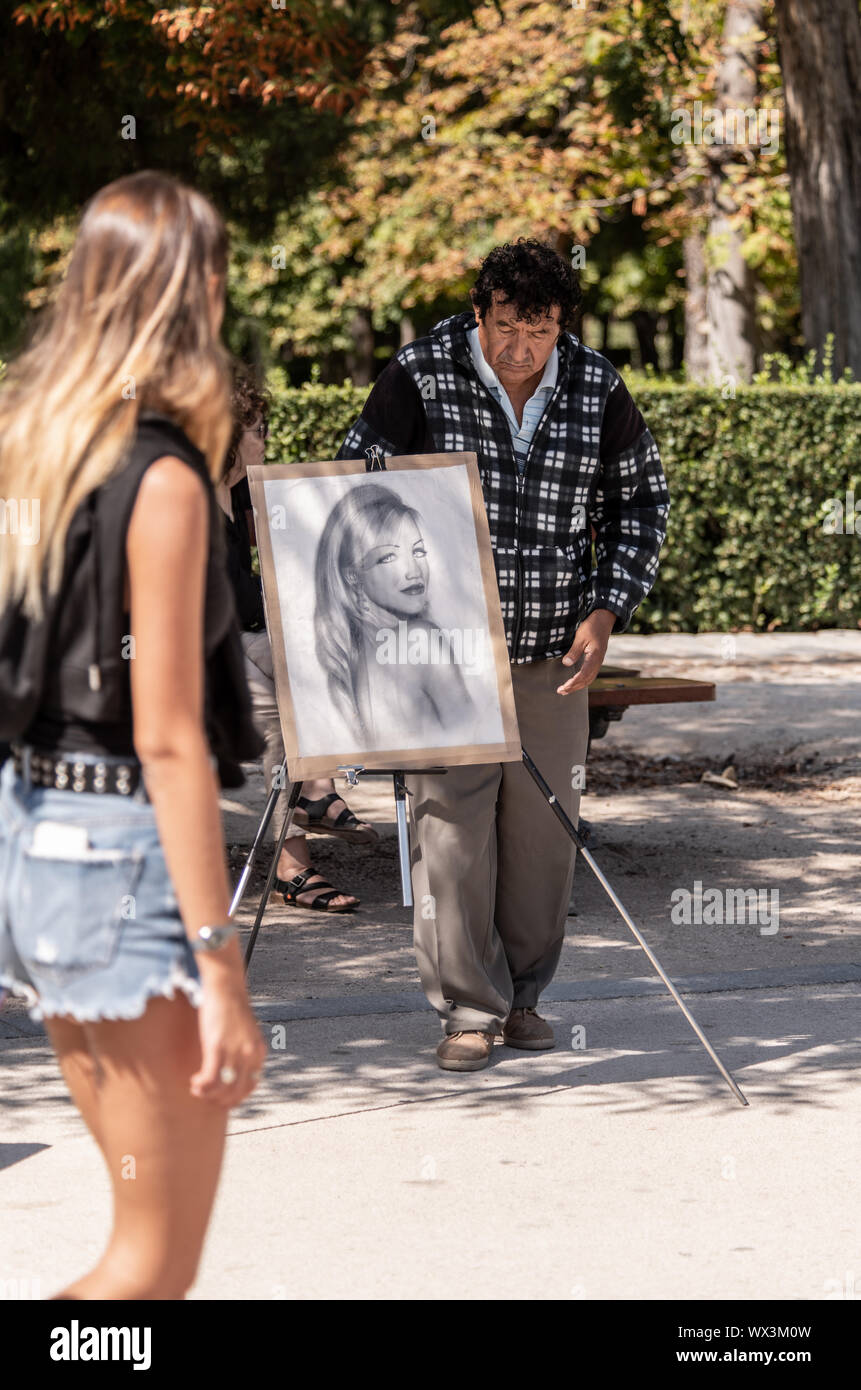 Portrait Artist touting for work Stock Photo - Alamy