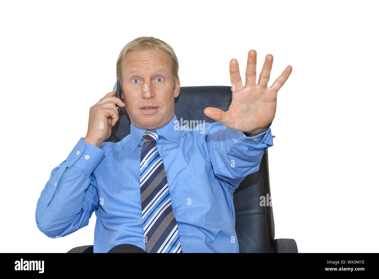 Surprised chief on the phone Stock Photo - Alamy