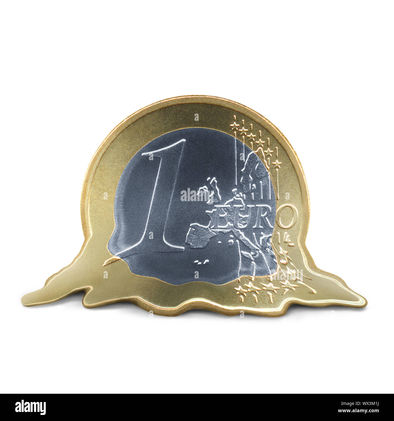 Euro coin melted Stock Photo - Alamy